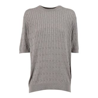 PESERICO Geripptes T-Shirt mit Rundhalsausschnitt - - Knitwear - Herren - Grau - 2XL