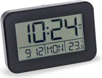 Atlanta Mocassin Funkwecker Digital LCD Anzeige Alarm Snooze Licht Datum Temperatur - 1802/7 Schwarz