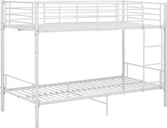 vidaXL Lit Superpos&eacute; Cadre de Lit pour Enfants Sommier &agrave; Lattes Lit Simple Chambre &agrave; Coucher Maison Int&eacute;rieur Blanc M&eacute;tal 90x200 cm