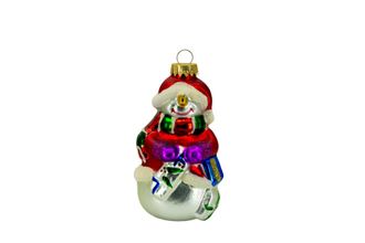 Krebs Glas Lauscha Weihnachtsdekoration/Christbaumschmuck aus Glas - Minifigur lila Handschuhe - Weihnachtlicher Stil - Gr&ouml;&szlig;e: ca. 9 cm