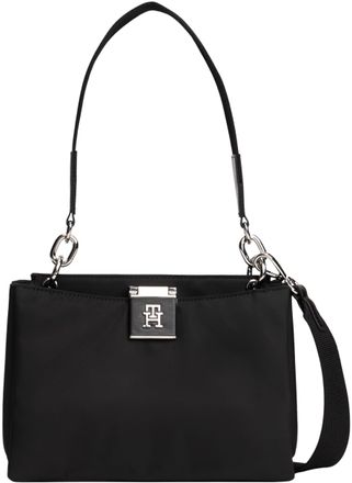 Tommy Hilfiger Damen TH HER MED SATCHEL NYLON SV AW0AW18200 Umh&auml;ngetasche, Schwarz (Black), Einheitsgr&ouml;&szlig;e, Schwarz (Schwarz), One Size