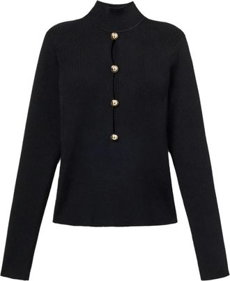 Self Portrait Rs26-138T-B Rib Top - - Knitwear - Damen - Schwarzk - XS