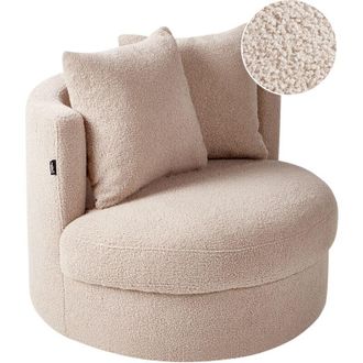 Beliani Beliani - Fauteuil Moderne et Glam en Bouclé Pivotant Base en Fer Beige Dalby