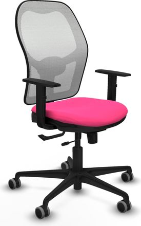 Piqueras y Crespo Jorquera Schreibtischstuhl wei&szlig; und rosa mit 1D-Armen, h&ouml;henverstellbare Lendenwirbelst&uuml;tze, ausgestattet mit Syncro/Traslack und injiziertem Schaumst