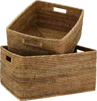 Aubry Gaspard Aubry Gaspard - Corbeilles de rangement en rotin (Lot de 2)