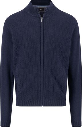Fynch-Hatton Strickjacke aus Baumwolle mit Strukturmuster und Rei&szlig;verschluss Navy/XXL