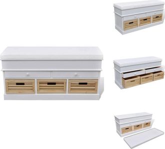 vidaXL Vidaxl - Banc dentrée et de rangement avec coussin 2 tiroirs Blanc - Banc Coffre - Banc Rangements - Meuble Rangement - Banc Entrée - Banc Salle à
