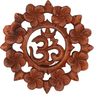 Guru Shop Geschnitztes Wandbild Deko Wandrelief OM - Ø 14 cm