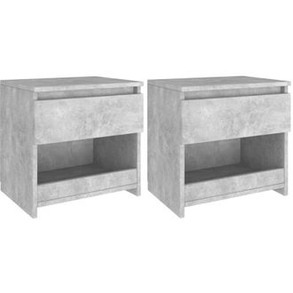 vidaXL Tables de chevet 2 pcs Gris béton 40x30x39 cm Aggloméré Vidaxl