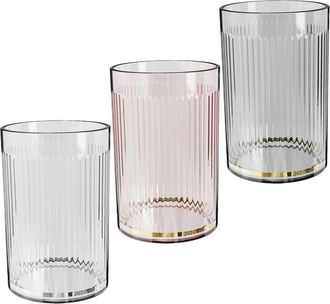 Garneck 3 Stück Mundspülbecher aus Robustem Pet Wiederverwendbare Zahnputzbecher mit Glatter Oberfläche Langlebig und Bruchsicher Modernes Design in und Rosa 