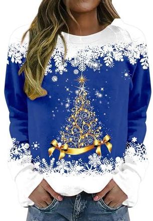 Generic Sweatshirts de No&euml;l pour femmes, mignons, motif arbre de No&euml;l, sweatshirt &agrave; col ras du cou, ample, d&eacute;contract&eacute;, &agrave; manches longues, hauts &agrave; col rond 20