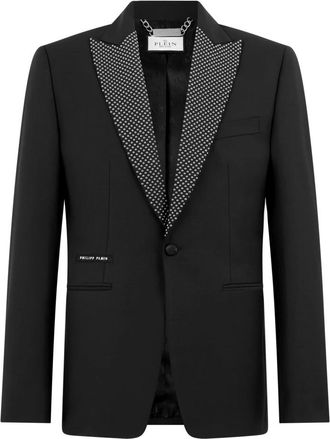 Philipp Plein Homme, Vestes, Noir, Taille: M Blazer Avec Clous Sur Le Revers