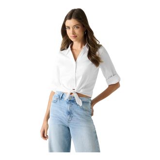 Guess Femme, Blouses et Chemises, Blanc, Taille: 40 FR Reeya Poplin Top