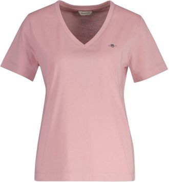 GANT Gant Damen REG Shield SS V-Neck T-Shirt, Dusty Pink,S