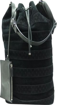 Saint Laurent Portemonnaies - SAINT LAURENT BUCKET BAG MONOGRAMM AUS SUEDE UND S - Gr. unisize - in Schwarz - f&uuml;r Damen