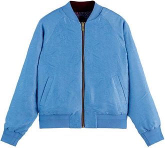 Scotch & Soda Damen Printed Reversible Jacket Bomber, Blue Mountain Paisley Lake Blue, S