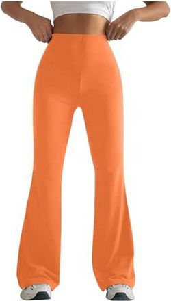 Generic 2025 Legging taille haute pour femme - Pantalon &eacute;vas&eacute; r&eacute;gulier et fixe - Pantalon de yoga actif &agrave; paillettes, Orange, XXL