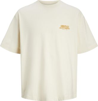 Jack & Jones JACK&JONES Herren Jorroxbury Type Tee Ss Crew Neck T-Shirt, Antique White, Large