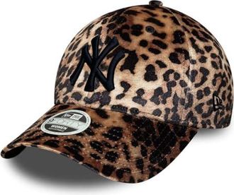 New Era MLB 9FORTY Casquette l&eacute;opard en velours pour femme New York Yankees avec logo noir