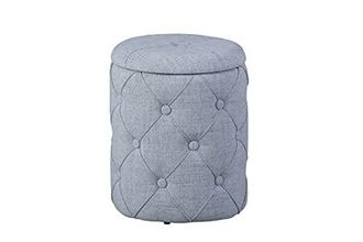 Inter Link SAS Aufbewahrungshocker - Wäschehocker - Hocker mit Stauraum - Hellgrau - Steppstoff - Yapak