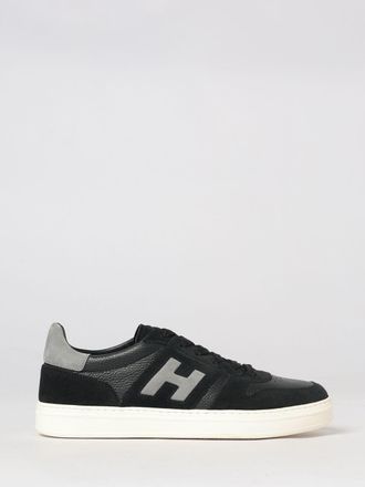 Hogan Baskets H668 bicolores en cuir de veau martel&eacute; et su&eacute;d&eacute;