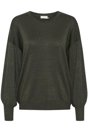 Kaffe Strickpullover KAregina Damen Strickpullover Glitzer Langarm Winter Pullover Casual Elegant Forest Night M