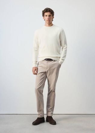 Mango Pull-over maille laine m&eacute;lang&eacute;e blanc cass&eacute; - Homme - XXL - MANGO MAN