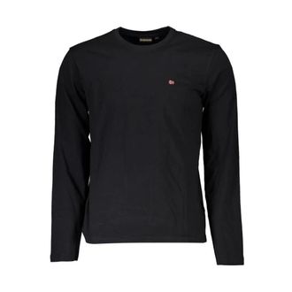 Napapijri Schwarzes Langarm Crew Neck Tee - - Tops - Herren - Schwarzk - S