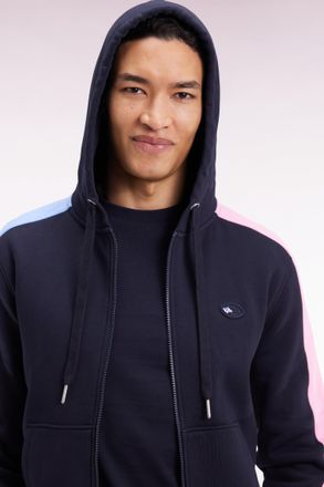 Eden Park Sweatshirt &Agrave; Capuche Zipp&eacute; En Molleton Marine
