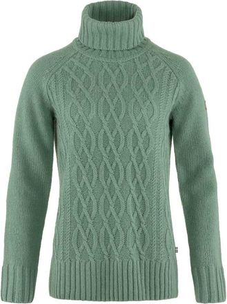 Fjällräven Damen Övik Cable Knit Roller Neck Sweatshirt, Patina Green, XL