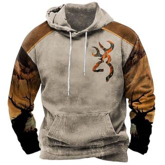 Generic Sweat à capuche aztèque pour homme - Style vintage cowboy - Style western - Motif ethnique - Manches longues - Avec poche, A01-cerf marron, 3XL