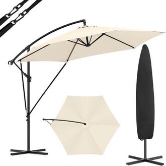 Woltu Parasol de Jardin Suspendu &Oslash; 310cm, avec Protection UV, Inclinable, Portable, avec Housse, Parasol D&eacute;port&eacute; Rond pour Balcon/Jardin/Plage, Beige