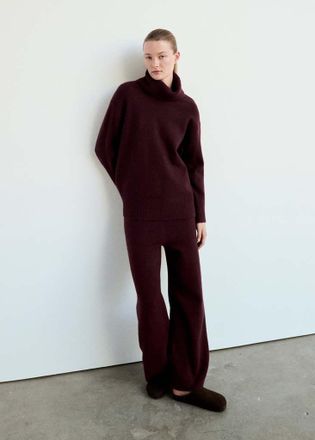 Mango Pull de pyjama en maille col roul&eacute; bordeaux - Femme - XS - MANGO