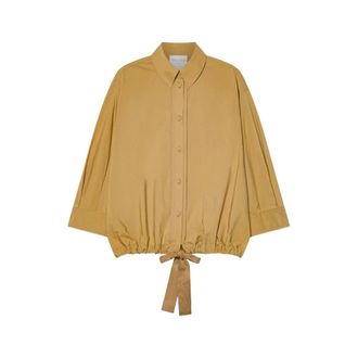 Forte_Forte Femme, Blouses et Chemises, Brun, Taille: 36 FR Chemise &agrave; Ourlet Cordon de Serrage