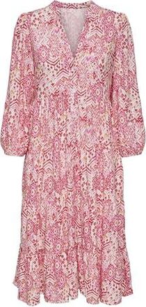 Only Onlmilana Dress WVN Noos Robe élégante avec col en V, Manches 7/8 et Fermeture à Boutons, Danseur dans Les Nuages, Medium Femmes