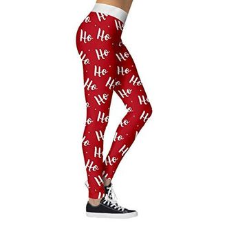 ORANDESIGNE Leggings Femmes Motif de No&euml;l &Eacute;lasticit&eacute; &Eacute;lev&eacute;e Jambi&egrave;res Serr&eacute;es Impression de No&euml;l Pantalon de Yoga Les Pantalons de Surv&ecirc;tement G Rouge M