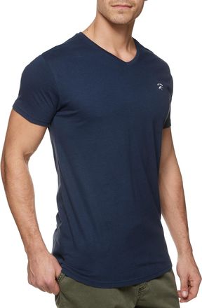 Indicode Herren INClever T-Shirt mit V-Ausschnitt aus 100% Baumwolle | Herrenshirt Sommershirt M&auml;nner Navy, XXL
