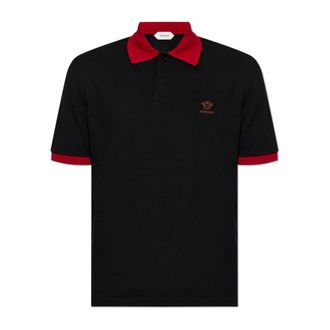 Versace Polo-Shirt mit gesticktem Logo - - Tops - Herren - Schwarzk - L