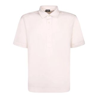 Ermenegildo Zegna Homme, Tops, Blanc, Taille: M Polo Tricot&eacute; en Soie et Coton