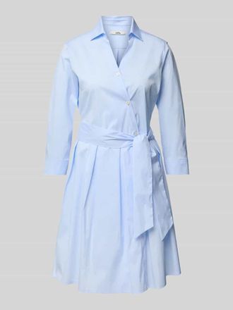 0039 Italy Knielanges Hemdblusenkleid mit Bindegürtel Modell JULE