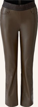 Oui 7/8-Hose In Lederoptik braun