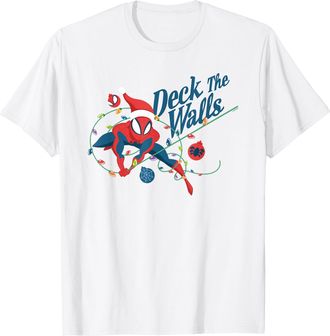 MARVEL Spider-Man Christmas Deck the Walls T-Shirt