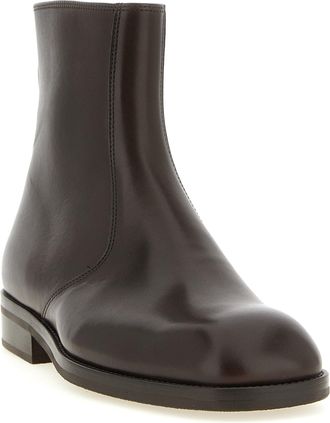 Christophe Lemaire Mens Brown Lamb Leather Ankle Boots