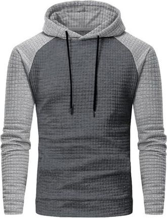 Generic Sweat &agrave; capuche l&eacute;ger uni pour homme - Automne et hiver - Tendance - D&eacute;contract&eacute; - &Agrave; carreaux - Manches longues - Pour entra&icirc;nement int&eacute;rieur et ext&eacute;r
