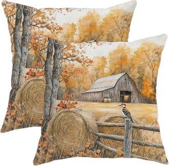 Generic Herbstspechtvogel Kissenh&uuml;llen Weich Dekokissenbezug Dekorative Dekokissen F&uuml;r Schlafzimmer Heimdekoration Sofa 45X45Cm 2Er Set