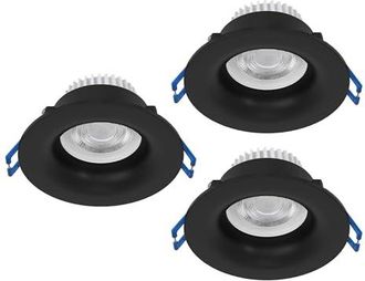 Eglo 3er Set Einbaustrahler Salabate, &Oslash; 8,8 cm, Deckenspots Badezimmer, Bad Deckenstrahler aus Aluminium in Schwarz, warmwei&szlig;, neutralwei&szlig;, kaltwei&szlig;, IP65