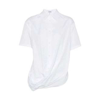 Loewe Baumwoll-Drapier-Shirt - - Blouses & Shirts - Damen - Wei&szlig; - S