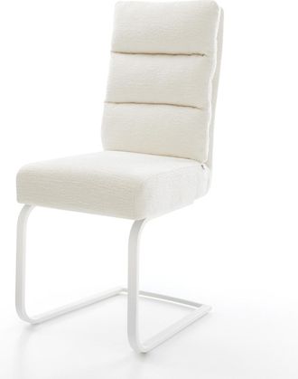 DELIFE Freischwinger Pela-Flex Boucl&eacute; Soft Beige Freischwinger flach Wei&szlig; Taschenfederkern, Esszimmerst&uuml;hle