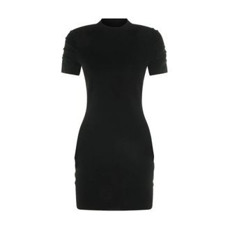 Alexander Wang Mini-robe &agrave; manches courtes et logo pliss&eacute; - Femme - Robes - Noir - Taille: 36 FR