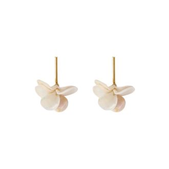Malababa Femme, Accessoires, Beige, Taille: ONE Size Boucles doreilles mi-longues &agrave; motif de p&eacute;tale